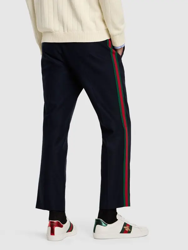 Gucci New Ace Bee Web Leather Sneakers