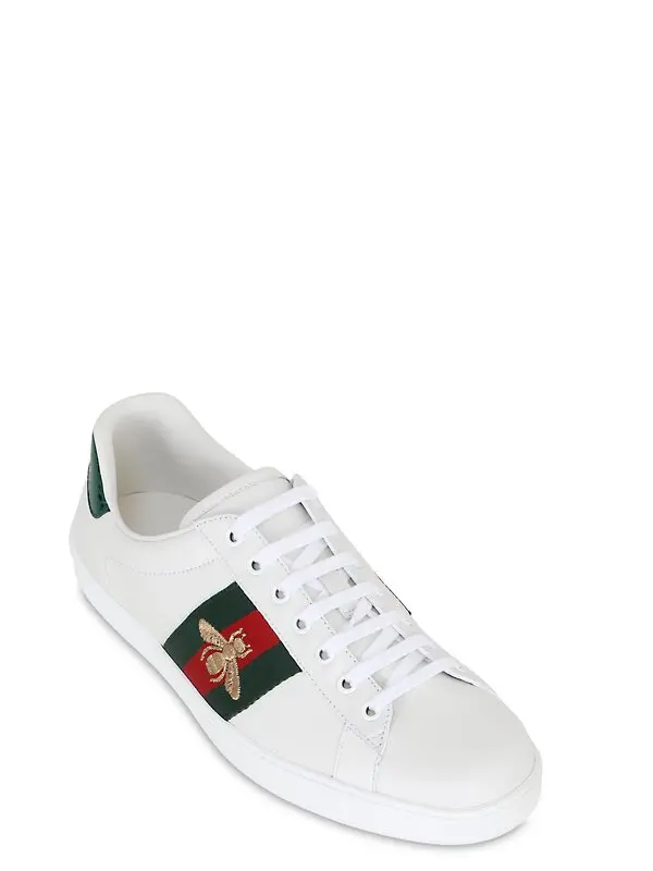 Gucci New Ace Bee Web Leather Sneakers