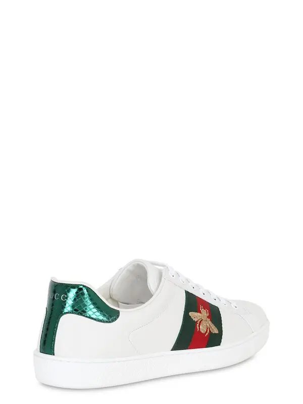 Gucci New Ace Bee Web Leather Sneakers