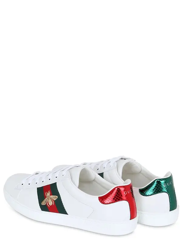 Gucci New Ace Bee Web Leather Sneakers