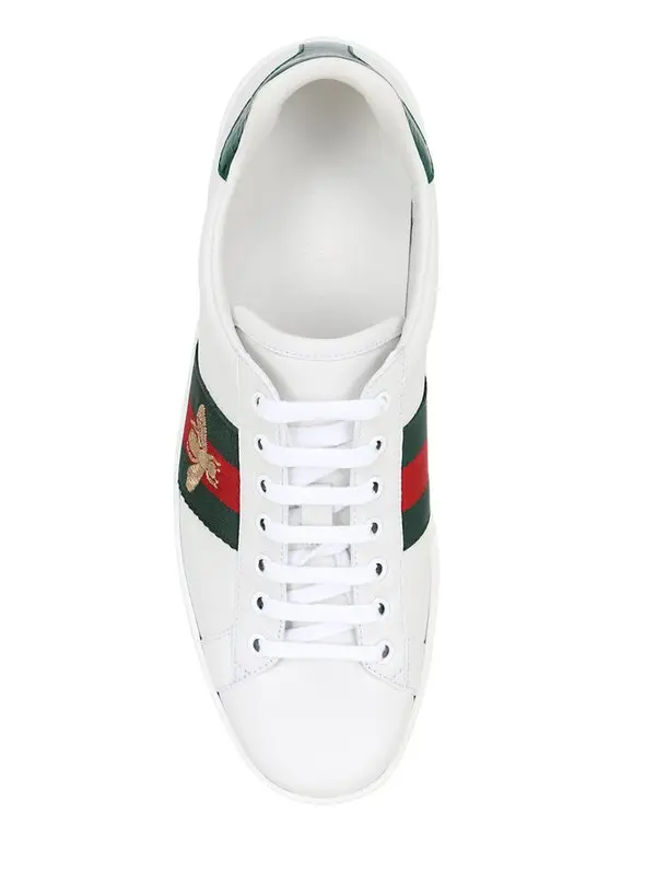 Gucci New Ace Bee Web Leather Sneakers