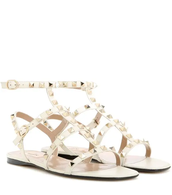 Valentino Garavani Rockstud Leather Sandals - White