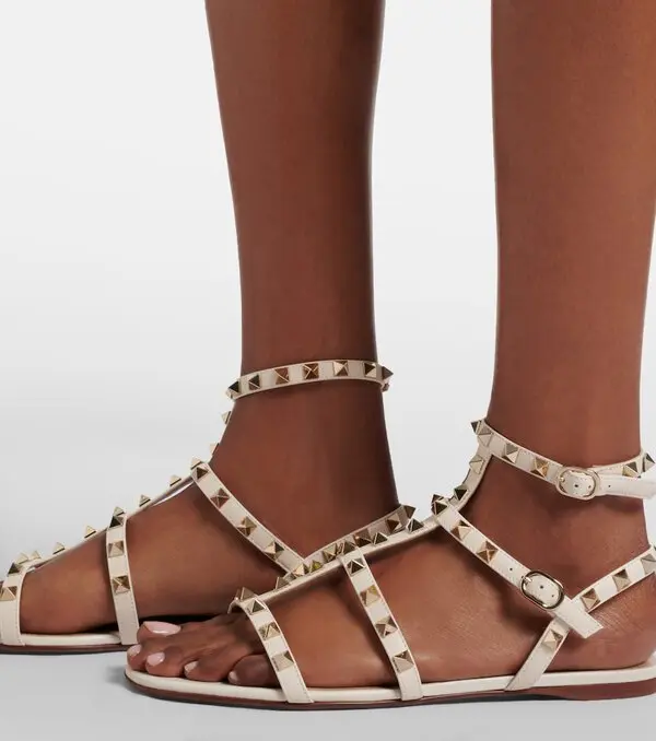 Valentino Garavani Rockstud Leather Sandals - White