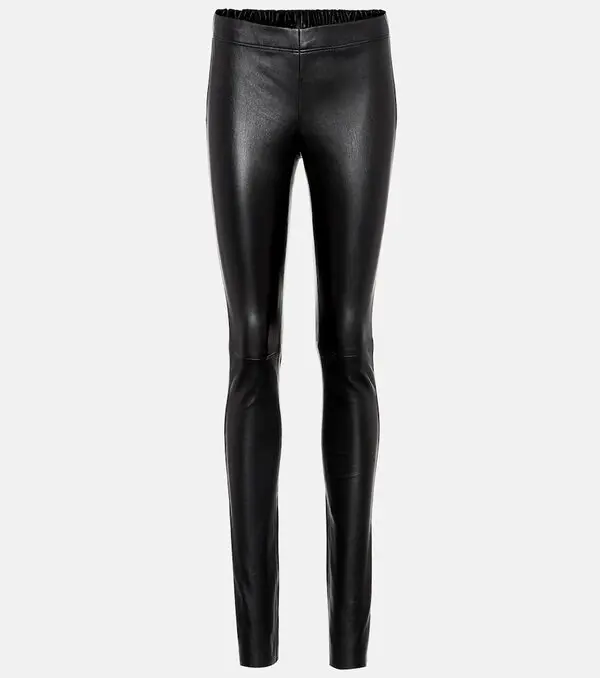 JOSEPH Mid-rise Leather Leggings - Black