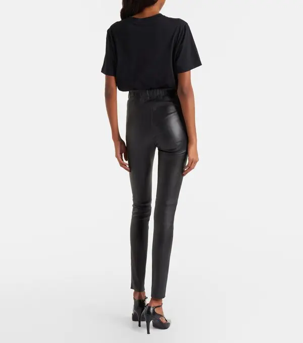 JOSEPH Mid-rise Leather Leggings - Black