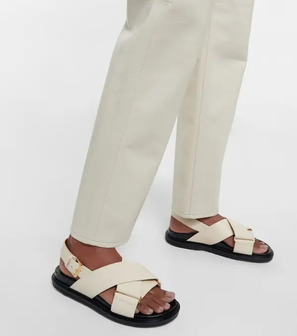 Marni Fussbett Leather Sandals - Beige