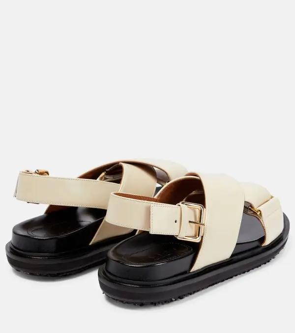 Marni Fussbett Leather Sandals - Beige
