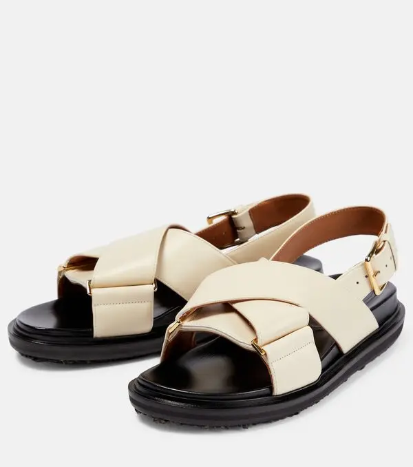 Marni Fussbett Leather Sandals - Beige