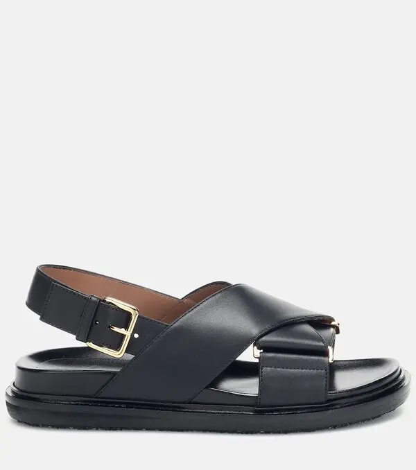 Marni Fussbett Leather Sandals - Black