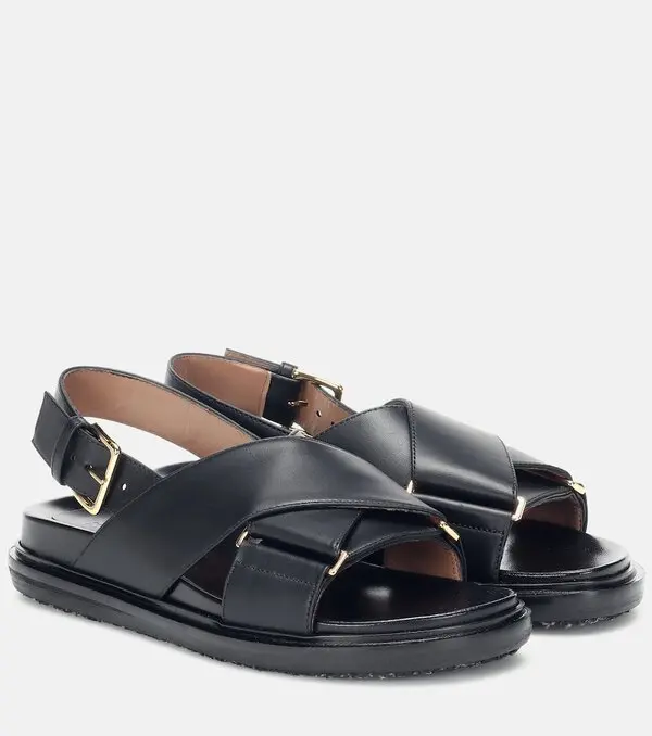 Marni Fussbett Leather Sandals - Black