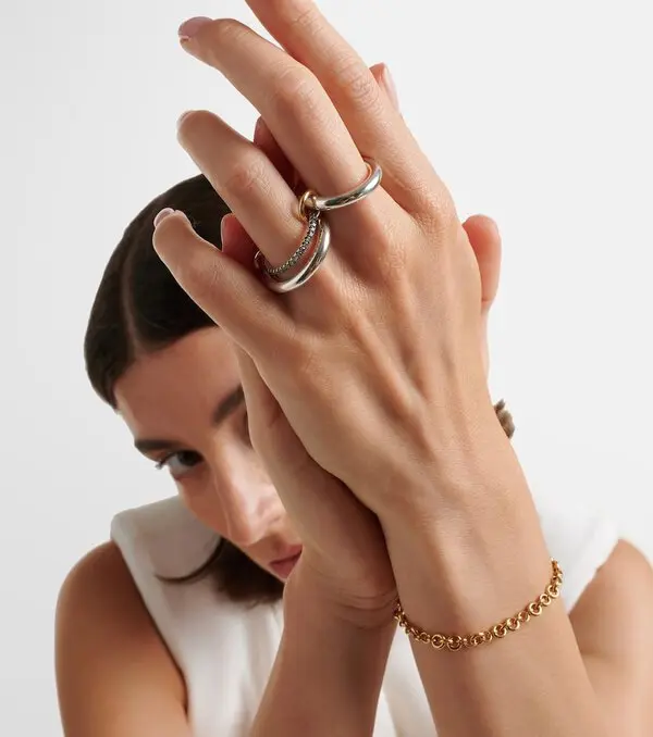 SPINELLI KILCOLLIN Libra Noir Sterling And 18kt Gold Rings With Diamonds - Silver