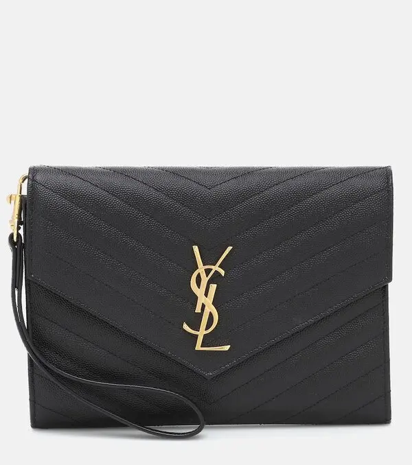 Saint Laurent Cassandre Matelassé Leather Clutch - Black