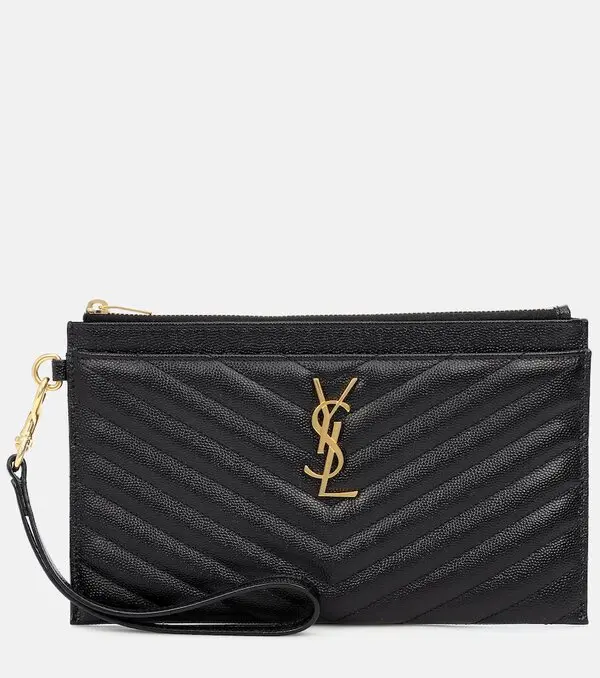 Saint Laurent Monogram Large Leather Pouch - Black