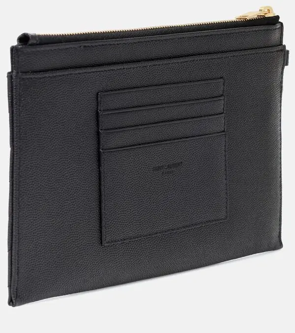 Saint Laurent Monogram Large Leather Pouch - Black