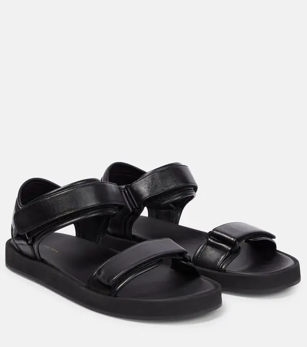 THE ROW Hook And Loop Leather Sandals - Black