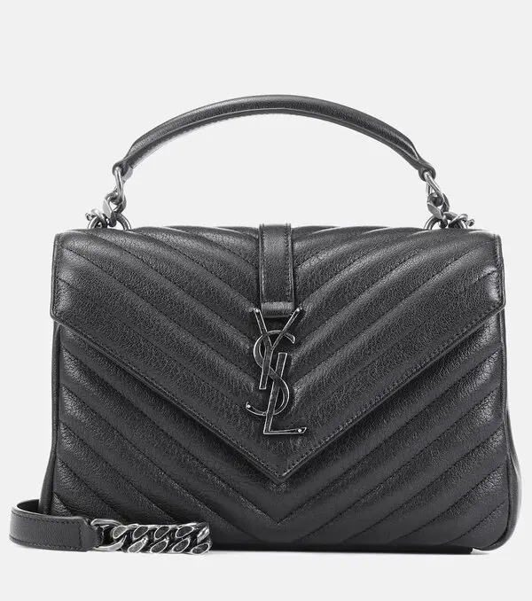 Saint Laurent Collège Medium Leather Shoulder Bag - Black