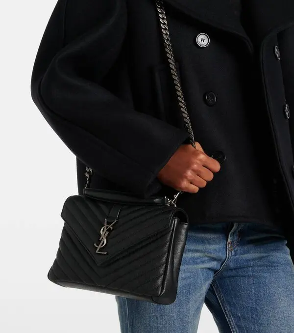 Saint Laurent Collège Medium Leather Shoulder Bag - Black
