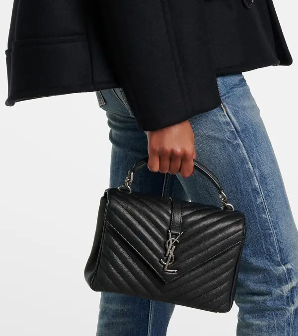Saint Laurent Collège Medium Leather Shoulder Bag - Black