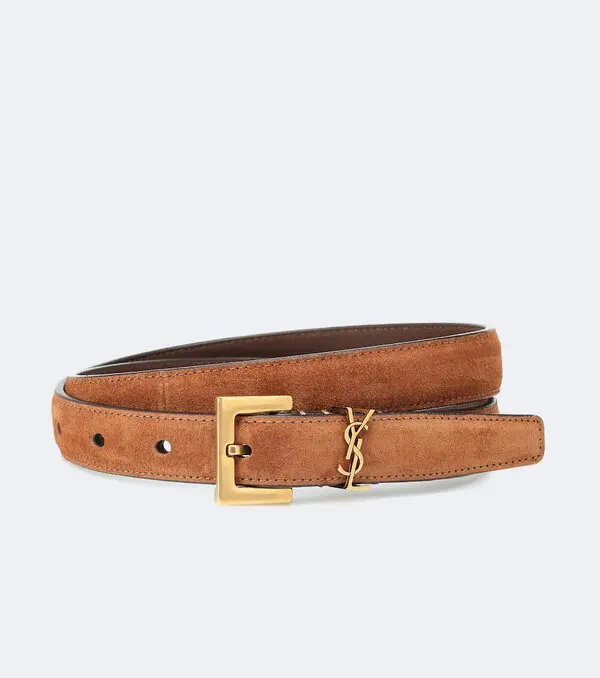 Saint Laurent Suede Belt - Brown