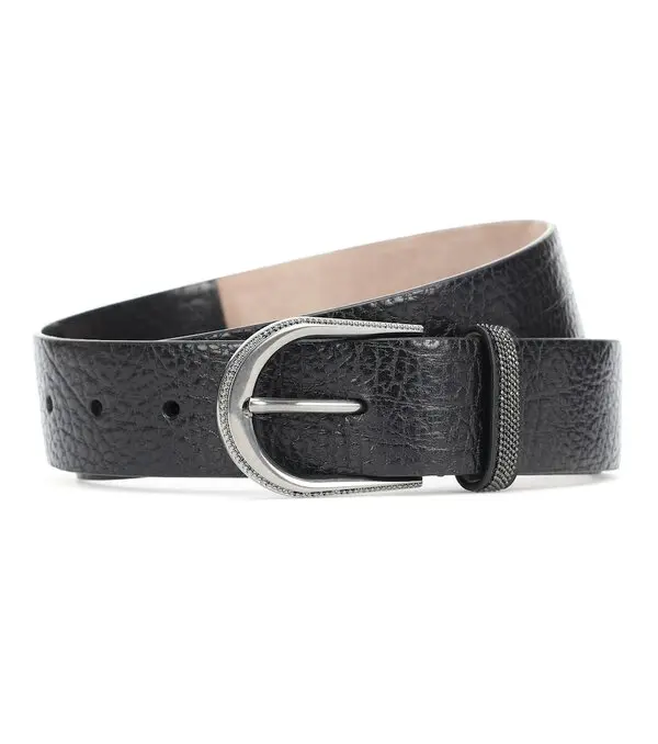 Brunello Cucinelli Embellished Leather Belt - Black
