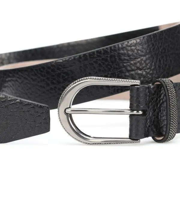 Brunello Cucinelli Embellished Leather Belt - Black