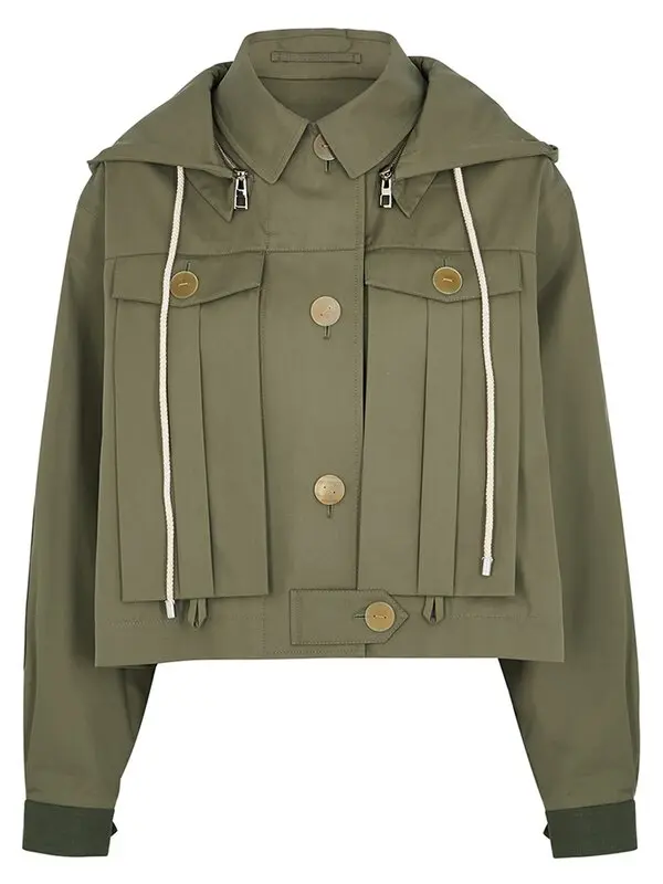 Loewe Army Green Hooded Cotton Jacket