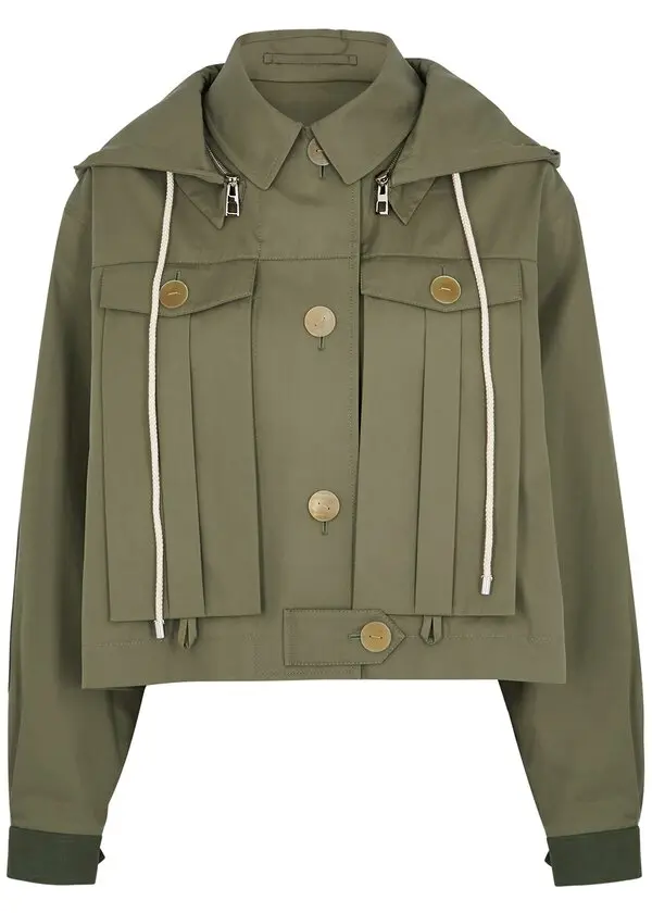 Loewe Army Green Hooded Cotton Jacket