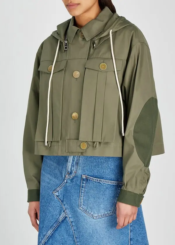 Loewe Army Green Hooded Cotton Jacket