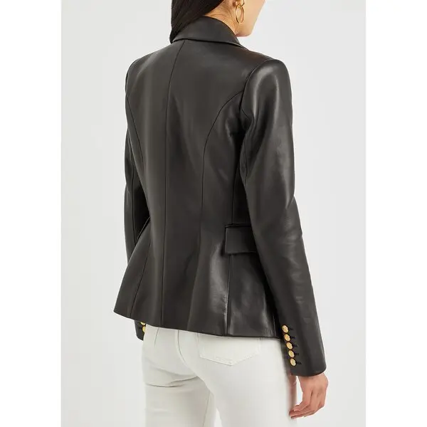 Balmain Double-breasted Leather Blazer