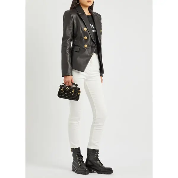 Balmain Double-breasted Leather Blazer