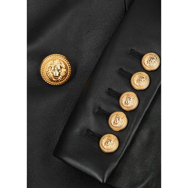 Balmain Double-breasted Leather Blazer