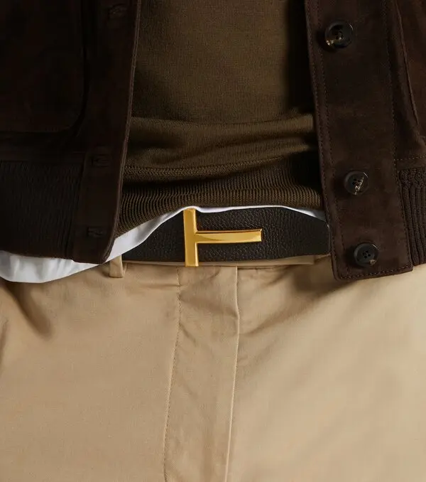 TOM FORD T Icon Reversible Leather Belt - Brown