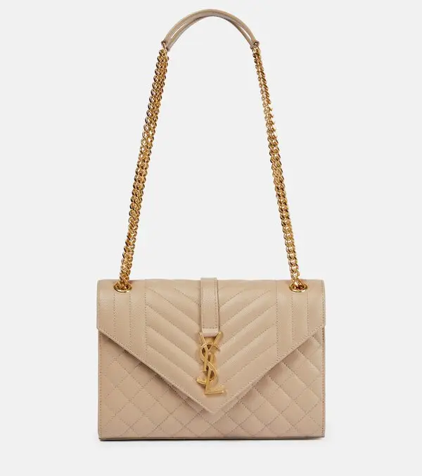 Saint Laurent Envelope Medium Shoulder Bag - Beige