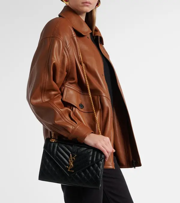 Saint Laurent Envelope Medium Shoulder Bag - Black