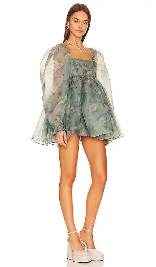 Selkie The Puff Dress In Blue In Chalk Dust Floral - 55% Off | Editorialist