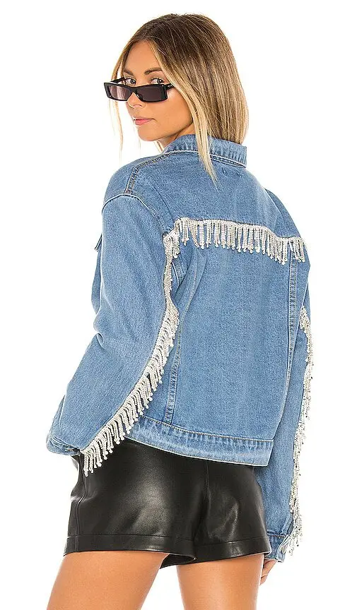 Superdown Raya Rhinestone Fringe Jacket