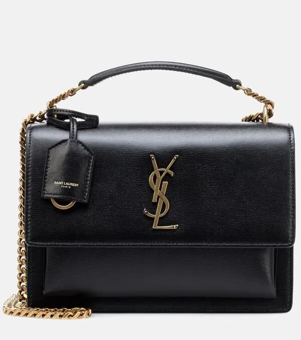 Saint Laurent Sunset Medium Leather Shoulder Bag - Black