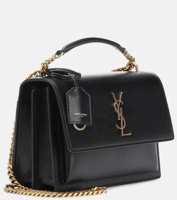 Saint Laurent Sunset Medium Leather Shoulder Bag - Black