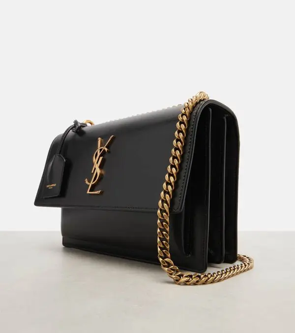 Saint Laurent Sunset Medium Leather Shoulder Bag - Black