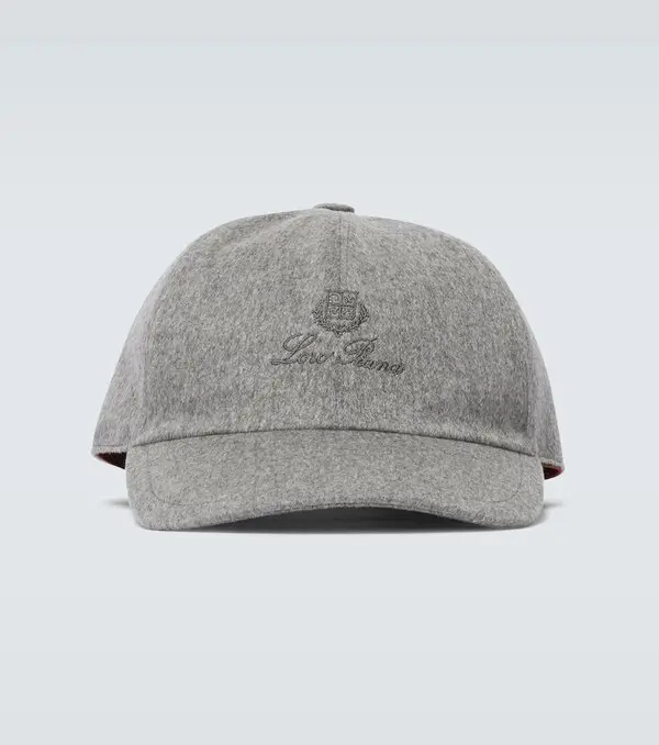 Loro Piana Logo Cashmere Baseball Cap - Grey