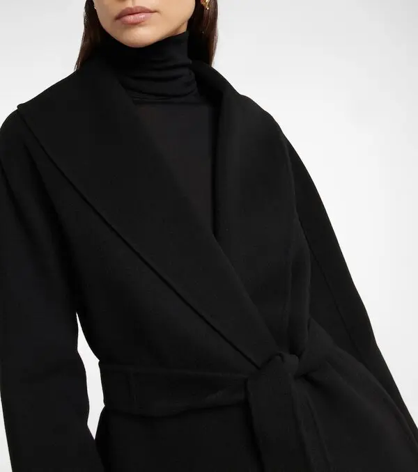 Max Mara Messi Belted Virgin Wool Coat - Black