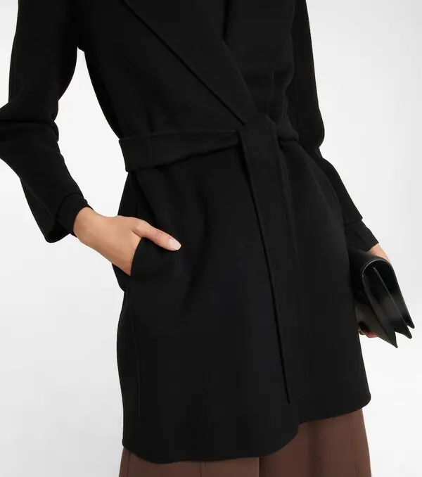 Max Mara Messi Belted Virgin Wool Coat - Black