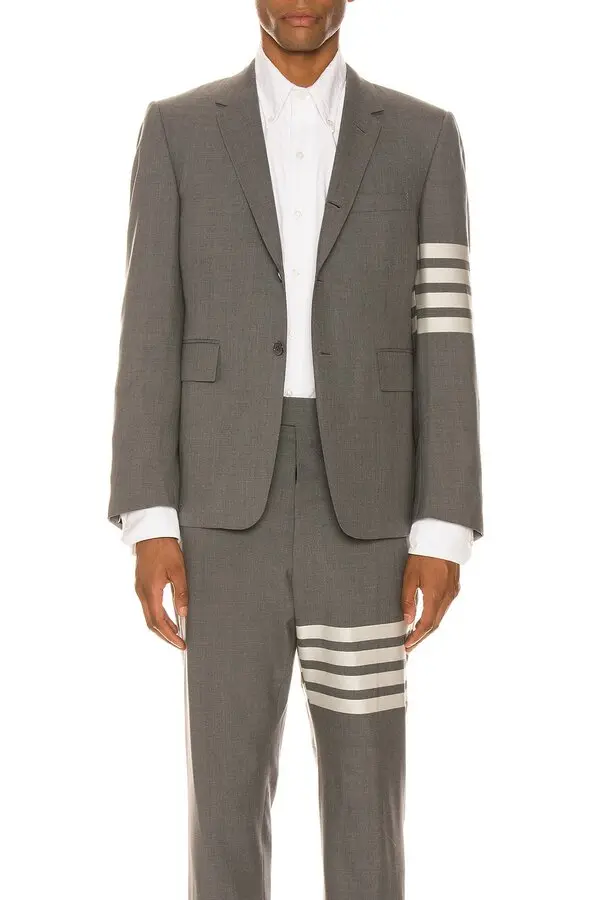 Thom Browne Bar Engineered Suit Jacket In Grey