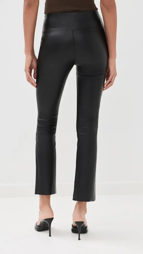 Sprwmn High Waist Leather Ankle Flare Leggings - Black