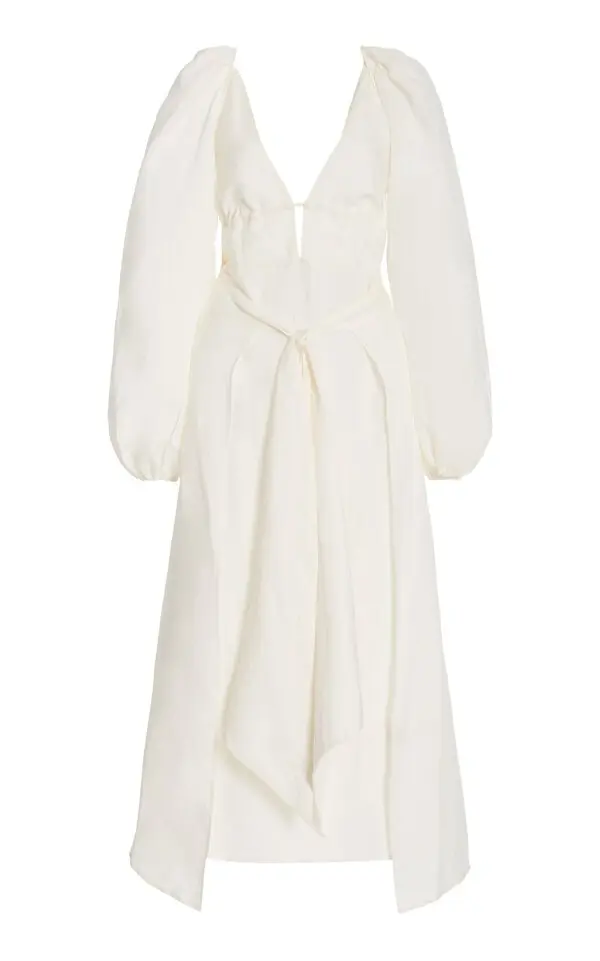 Cult Gaia Larissa Wrap-effect Linen-blend Midi Dress