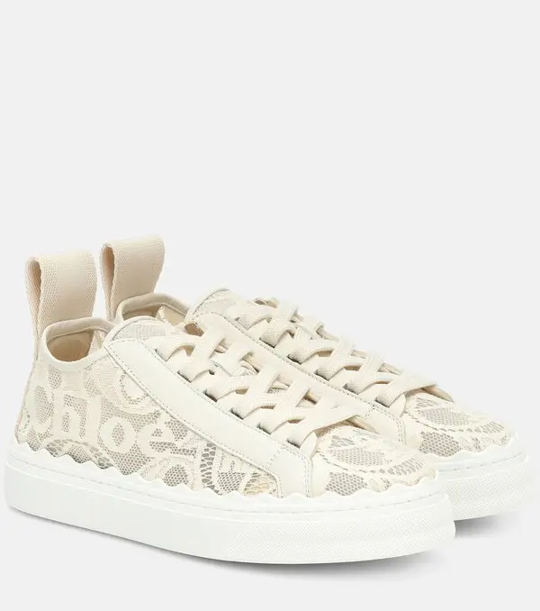 Chloé Lauren Lace Sneakers Beige Editorialist