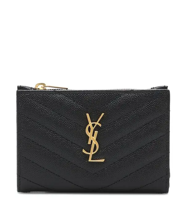 Saint Laurent Monogram Zipped Leather Wallet - Black