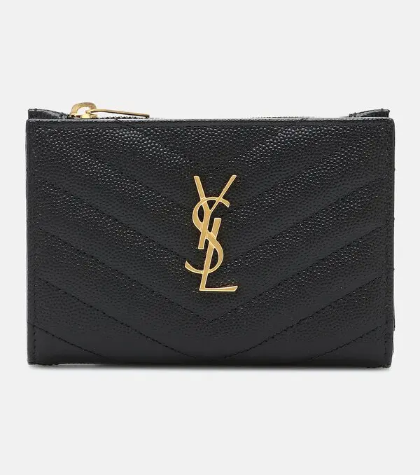 Saint Laurent Monogram Zipped Leather Wallet - Black