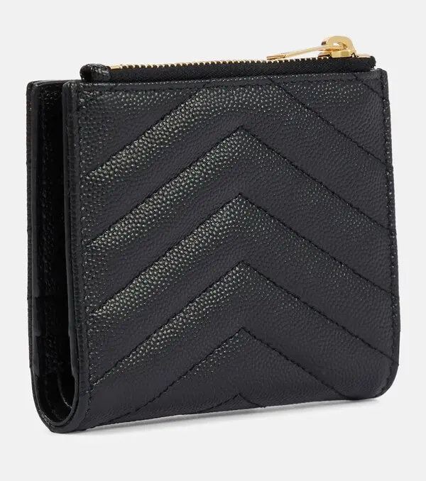 Saint Laurent Monogram Zipped Leather Wallet - Black