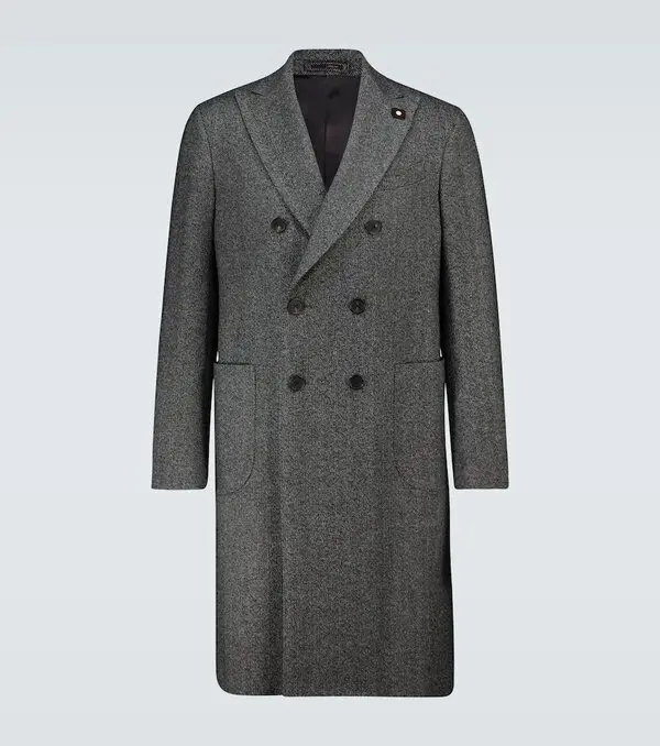 LARDINI Double-breasted Herringbone Coat